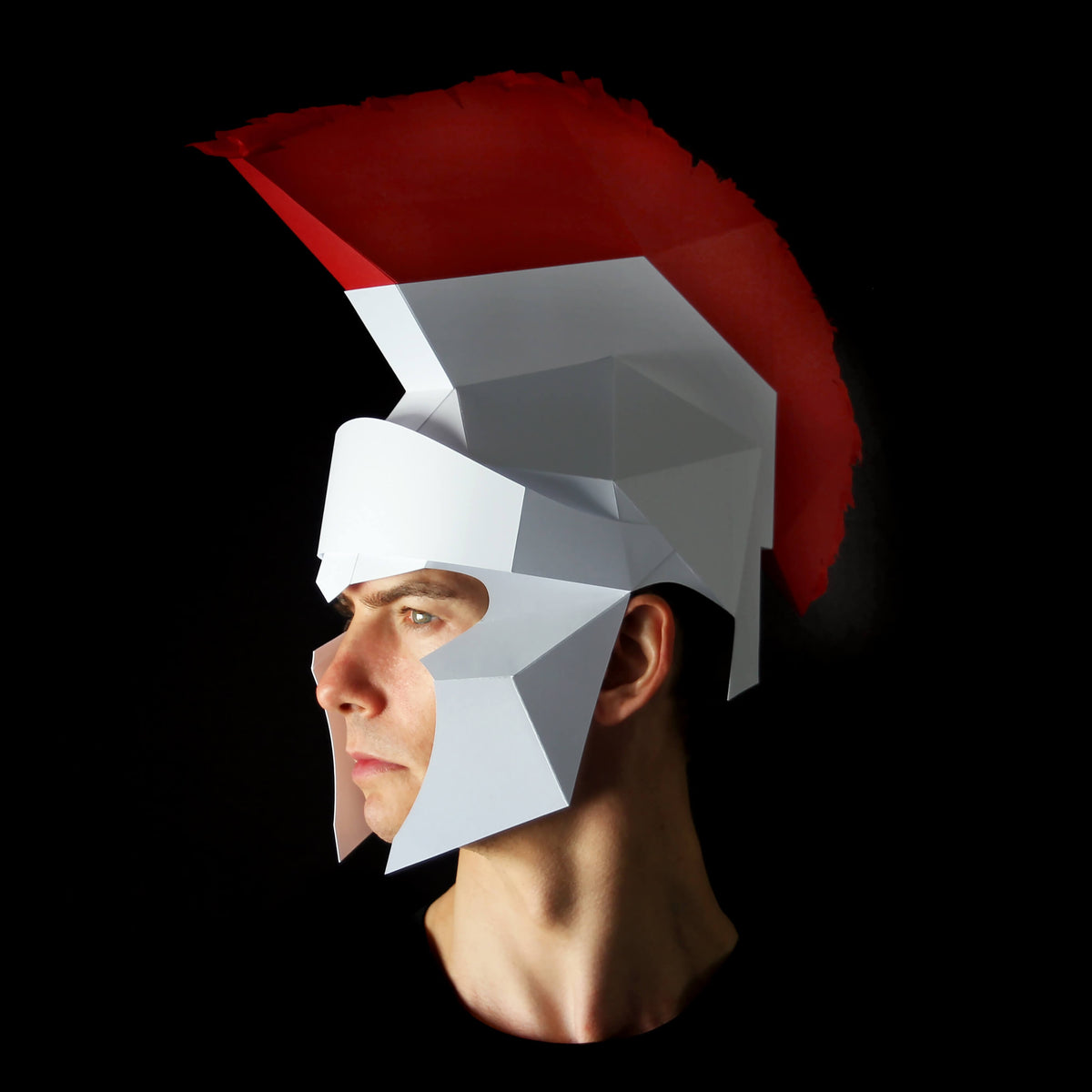Centurion's Helmet Low-Poly Papercraft Template | Designed by Ntanos